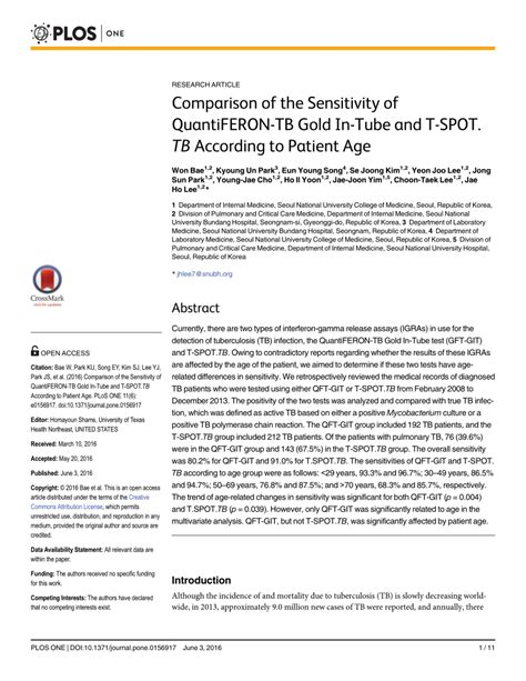 Pdf Comparison Of The Sensitivity Of Quantiferon Tb Gold In Tube And