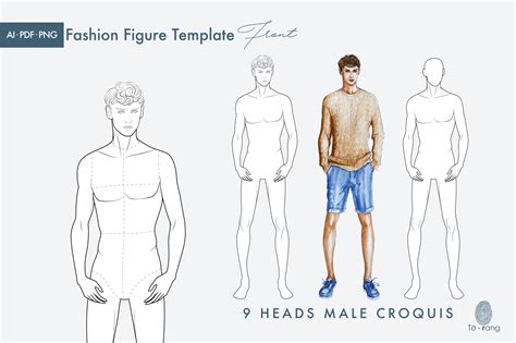 9 Head Croquis Template