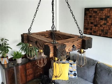 Wooden Pendant Light Fixture Rustic Chandelier Farmhouse Etsy
