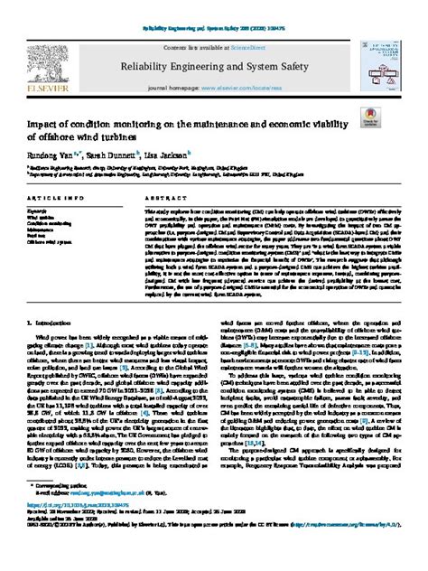 Impact Of Condition Monitoring On The Maintenance And Economic Viability Of Offshore Wind Turbines