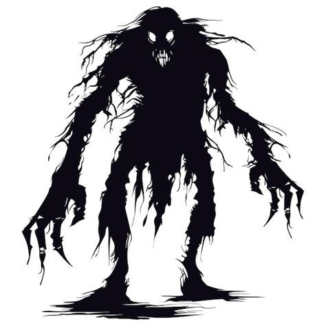 Silhouette De Monstre Couleur Noire Seul Corps Entier Vecteur Premium