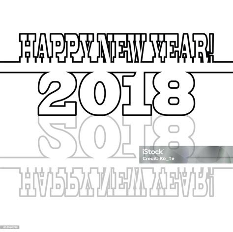 반사와 흰색 바탕에 검은 비문 행복 새 해 2018 12월 31일에 대한 스톡 벡터 아트 및 기타 이미지 12월 31일