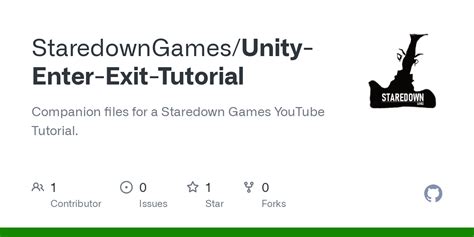 Github Staredowngamesunity Enter Exit Tutorial Companion Files For A Staredown Games Youtube