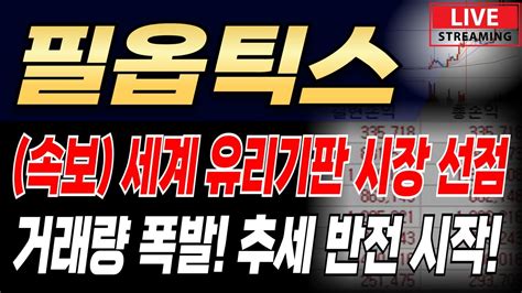 🔥필옵틱스🔥 거래량 폭발 추세 반전 시작 세계 유리기판 시장 선점 기회 필옵틱스 필옵틱스주가 필옵틱스주가전망 유리