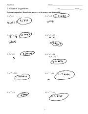Solve Equations With Natural Logarithms Algebra Study Guide Course Hero