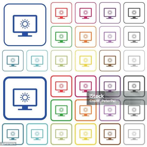 조정 화면 밝기 플랫 컬러 아이콘 설명 Lcd에 대한 스톡 벡터 아트 및 기타 이미지 Lcd 곡선 굽은 Istock