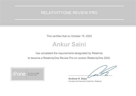 Ankur Saini On Linkedin Happy To Share That Im Relativityone Review