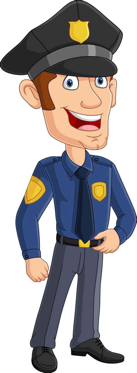 Premium Vector Cartoon Smiling Officer Policeman Standing