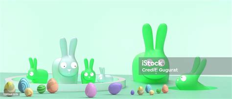 템플릿 디자인과 녹색에 토끼 개념 부활절 달걀에 대한 행복한 부활절 날 배경 배너 프로모션 웹 사이트 복사 공간 포스터 카드