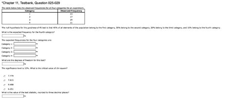 Solved Chapter 11 Testbank Question 025 029 The Table