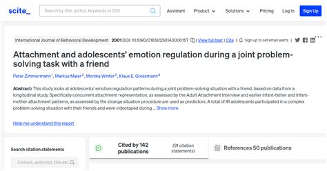 Attachment And Adolescents Emotion Regulation During A Joint Problem