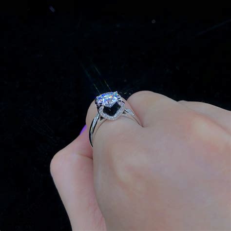Engravable Solitaire With Side Accent Round Cut Ct Moissanite Promise Ring For Her
