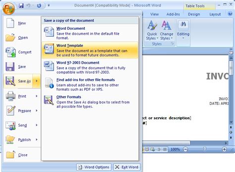 MS Word 2007 Create A Template From An Existing Template