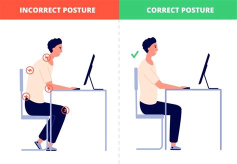 Girl In Wrong Sitting Posture At Computer Vector Image