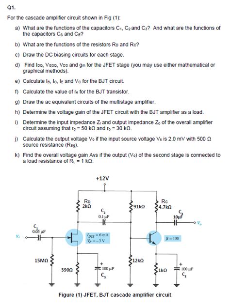 Solved Q1 For The Cascade Amplifier Circuit Shown In Fig