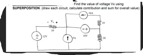 solved find the value of voltage vx using superposition