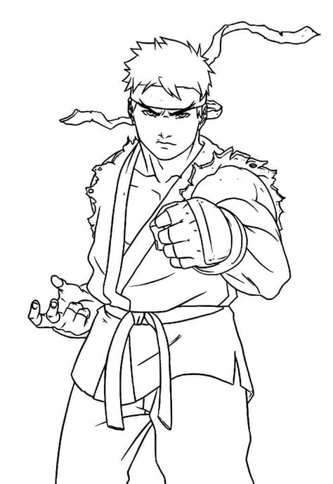 Simples Ryu Para Colorear Imprimir E Dibujar ColoringOnly