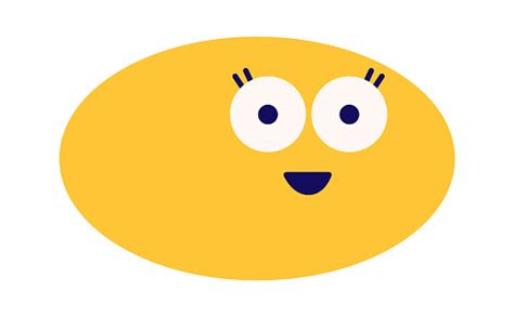 Cute Cartoon Oval Geometric Shape Flat Icon Stock Illustration