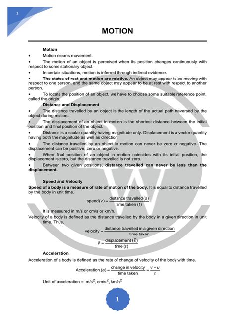 Motion Formula Sheet Pdf Acceleration Velocity