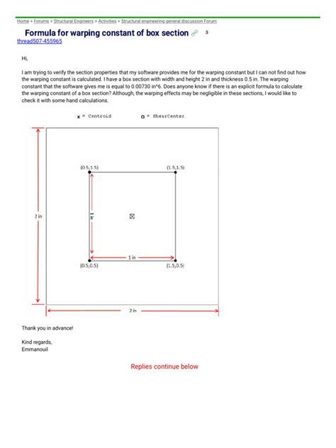Formula For Warping Constant Of Box Section Structural Engineering
