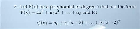 Solved Let P X Be A Polynomial Of Degree 5 That Has The Chegg