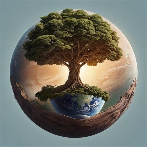A Tree With A Planet In The Background Ai Generator Premium Ai