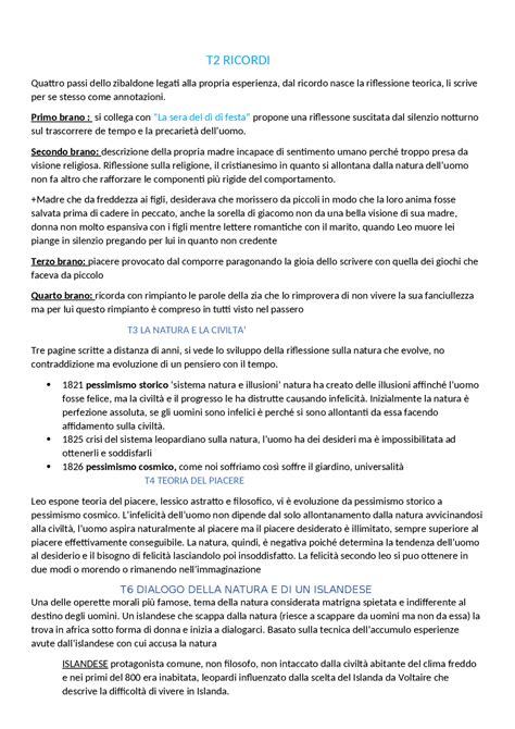Leopardi Riassunto Opere Docsity