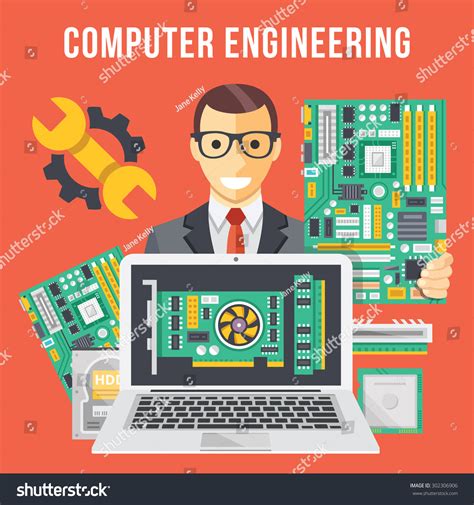 Computer Engineering Flat Illustration Concept Modern Stock Vector 302306906 Shutterstock