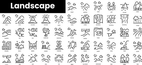 set of outline desert icons minimalist thin vector image