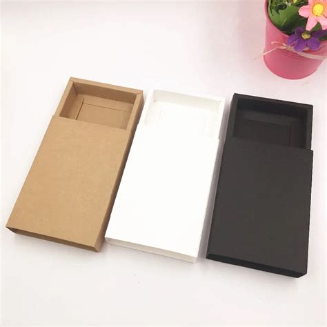 50pcs Lot Kraft Paper Drawer Boxes Black Paperboard Packaging Box DIY