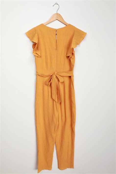 Mustard Yellow Jumpsuit Button Front Jumpsuit Trendy Jumpsuit