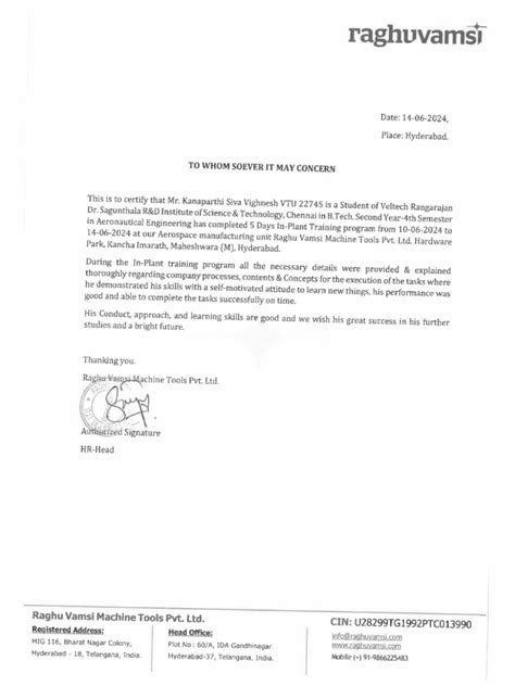 Training Certificates Veltech 2 Pdf