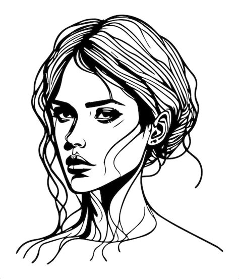 Ilustra O Em Vetor De Um Retrato De Uma Menina Desenhada Com Uma Linha Preta Cont Nua Para