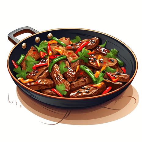 Premium Vector Sticker Vector Logo Pork Stirfry Vector White Backgrou