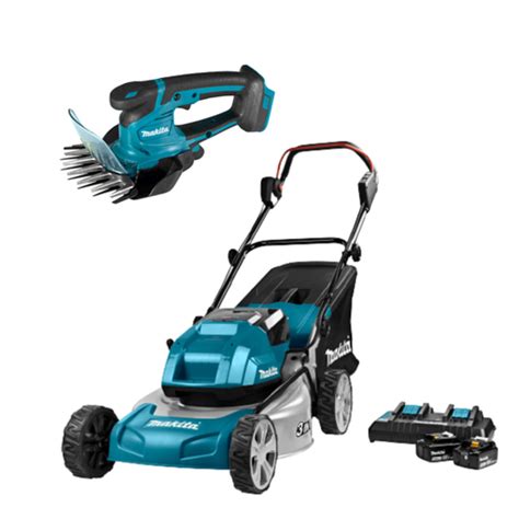 Набор Makita LXT аккумуляторная газонокосилка DLM460PT2 и ножницы для ...