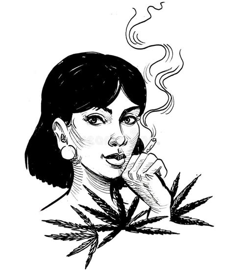Chica Guapa Fumando Marihuana Stock De Ilustración Ilustración De