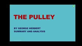 The Pulley Poem By George Herbert Summary Pdf Sitedoct Org