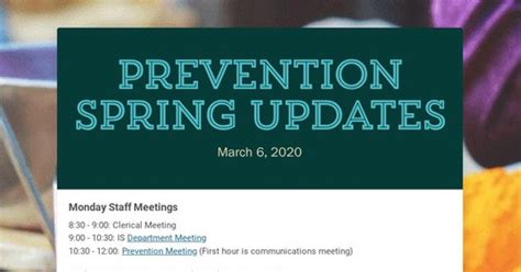 Prevention Spring Updates Smore Newsletters For Education