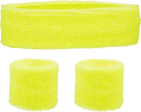 Headband And Wristbands Set Neon Sweatbands 80s Fun Run Team Building