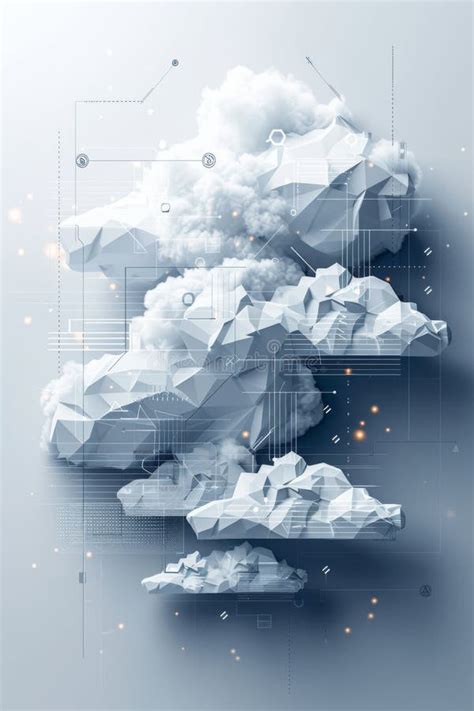Abstract Cloud Technology Concept With White Clouds Data Storage Innovation And Futuristic