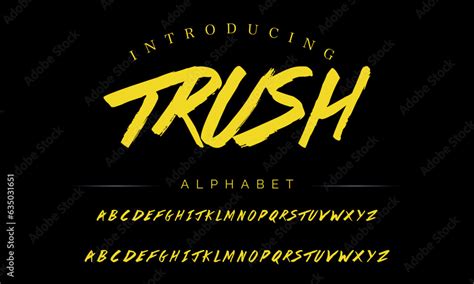 Trush Vintage Brush Script Modern Alphabet Retro Typeface Textured