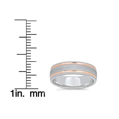 14k Rose And White Gold Two Tone 7mm Brushed Wedding Band Overstock