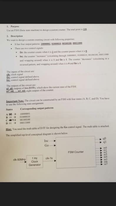 Solved Use An Fsm Finite State Machine To Design A Custom