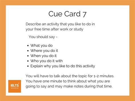 IELTS Cue Card 7 An Activity You Do In Your Free Time IELTS ACHIEVE
