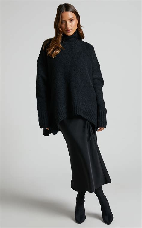 Luella Jumper Oversized Turtle Neck Jumper In Black Showpo