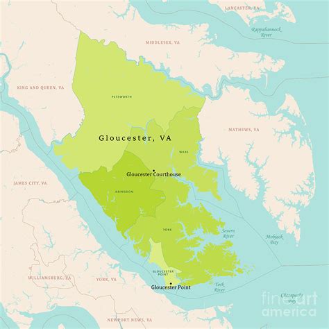 Va Gloucester County Vector Map Green Digital Art By Frank Ramspott