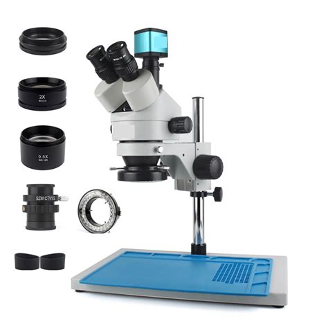 Pcb Soldering Repair Lab Industrial 7x 45x Simul Focal Trinocular Stereo Microscope Usb Digital