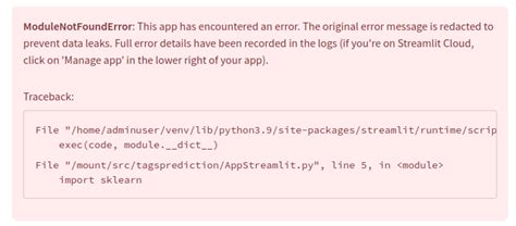 Cloud Deployment Error Community Cloud Streamlit