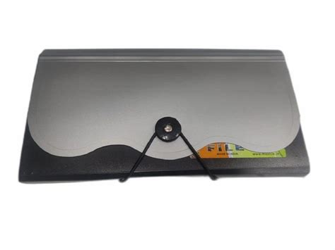 Black And Silver Button Cheque Book Expanding 555 File Folder For