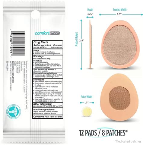 Comfort Zone Medicated Callus Removers Salicylic Acid Treatment 8 Patches And 12 Protective